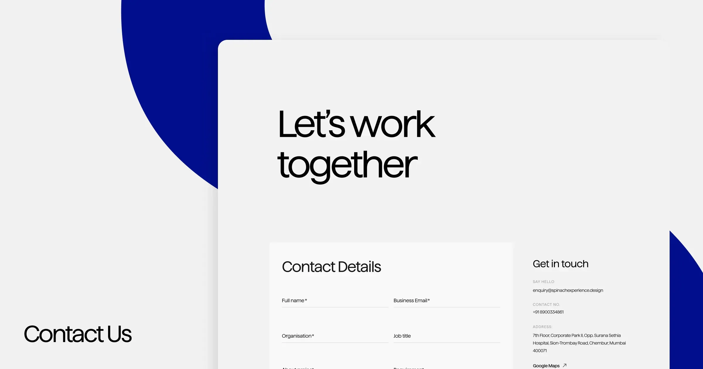 Contact Us | Spinach Experience Design